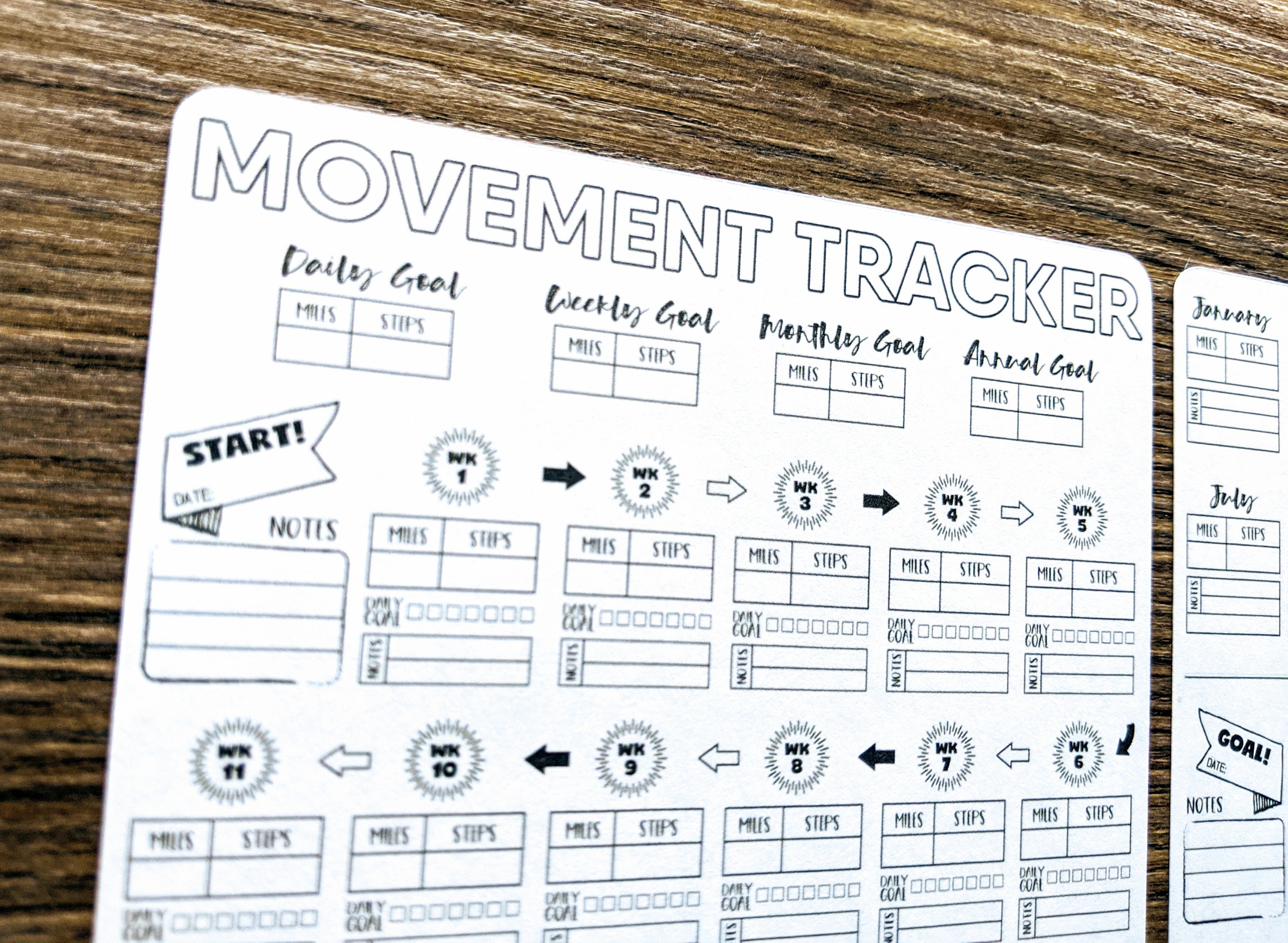 Digital Download Bundle ANNUAL MOVEMENT TRACKER Two Pages | Etsy