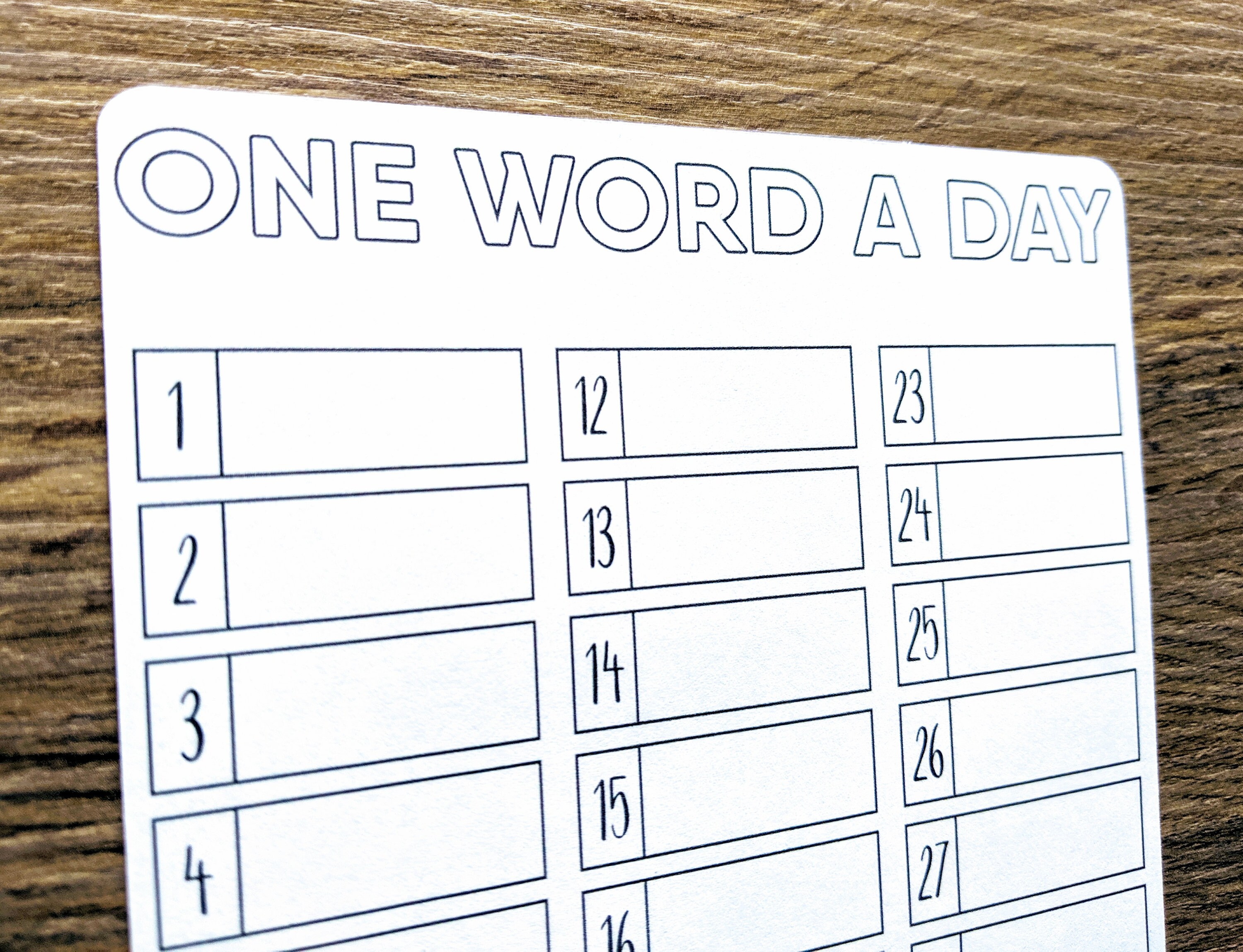 Digital Download - 31-day ONE WORD A DAY - A5 - Bullet Journal ...