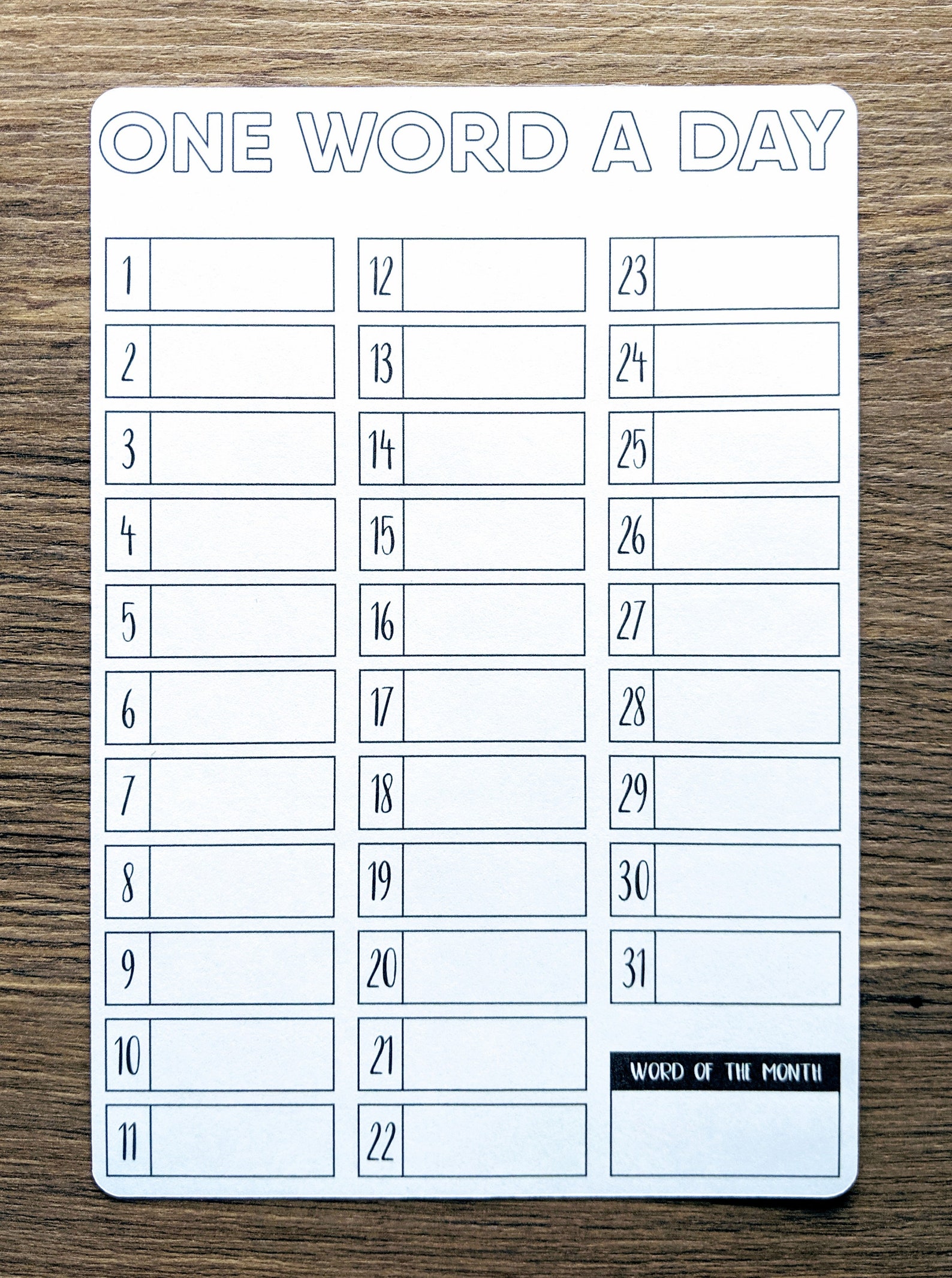 Digital Download - 31-day ONE WORD A DAY - A5 - Bullet Journal ...