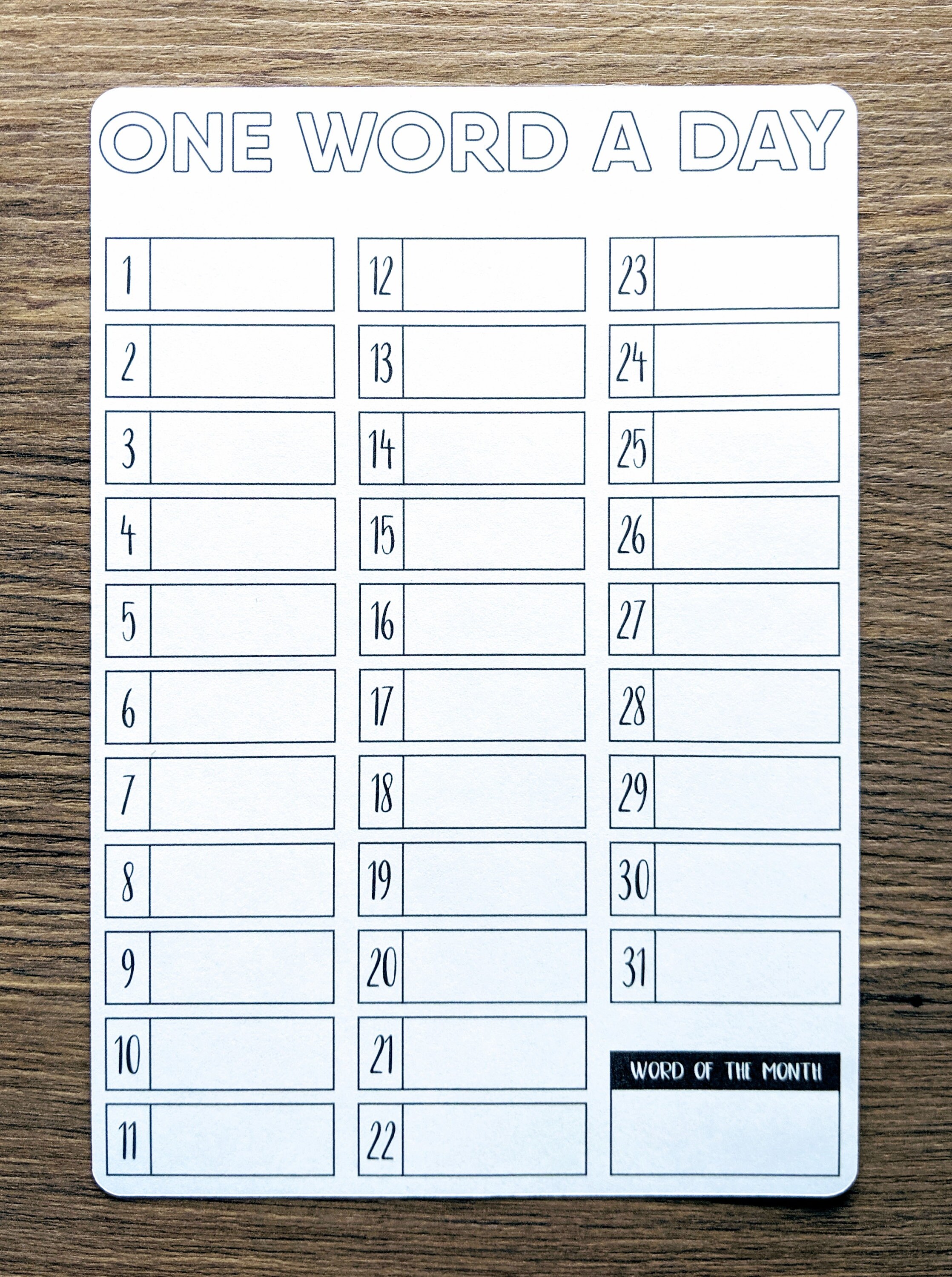 Digital Download - 31-day ONE WORD A DAY - A5 - Bullet Journal ...