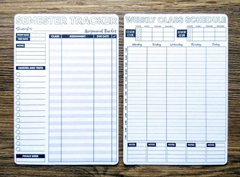 Digital Download Bundle SEMESTER TRACKER Two Pages A5 - Etsy