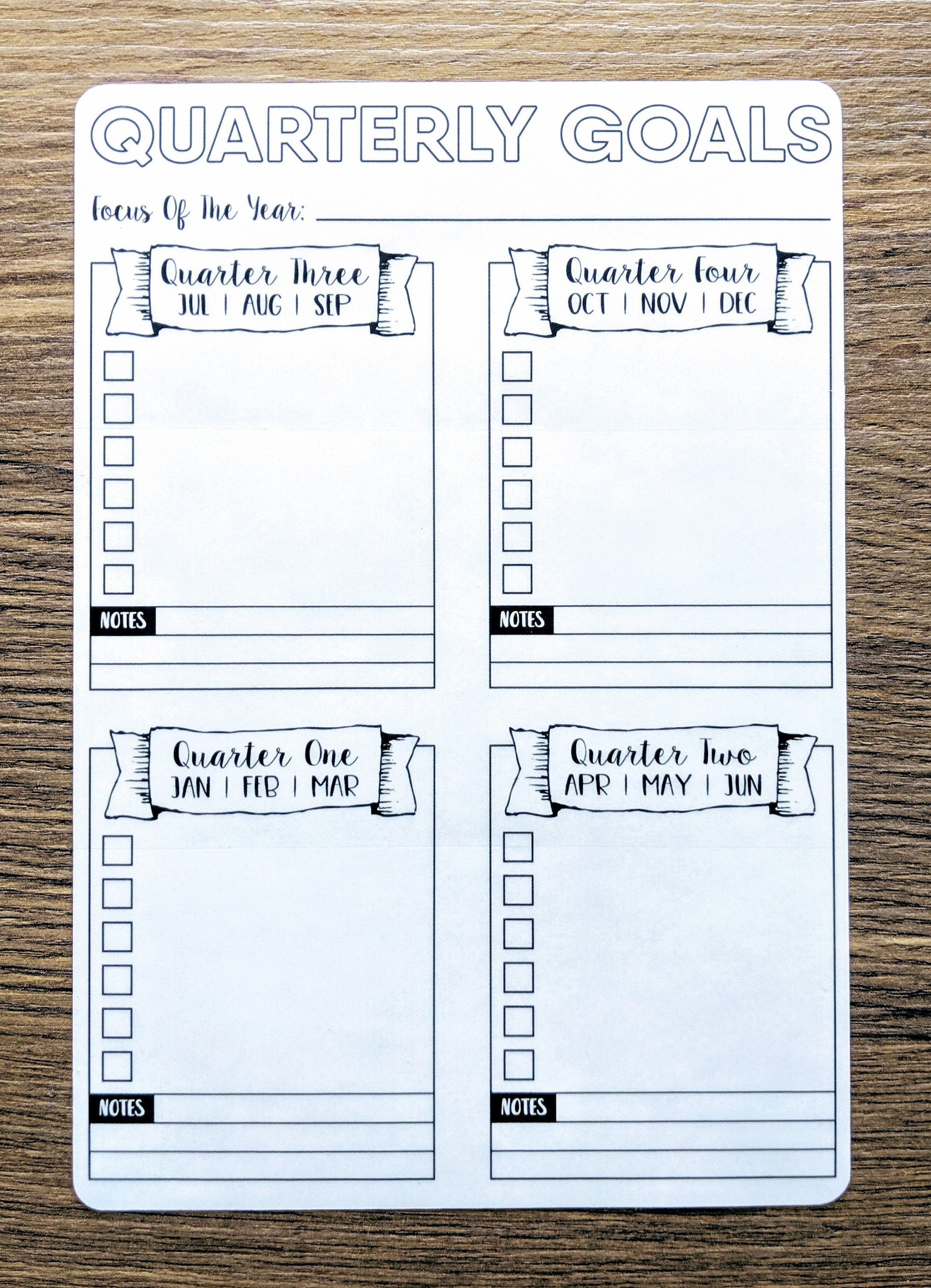 Sticker - ACADEMIC QUARTERLY GOALS - July Through June - A5 - Bullet ...