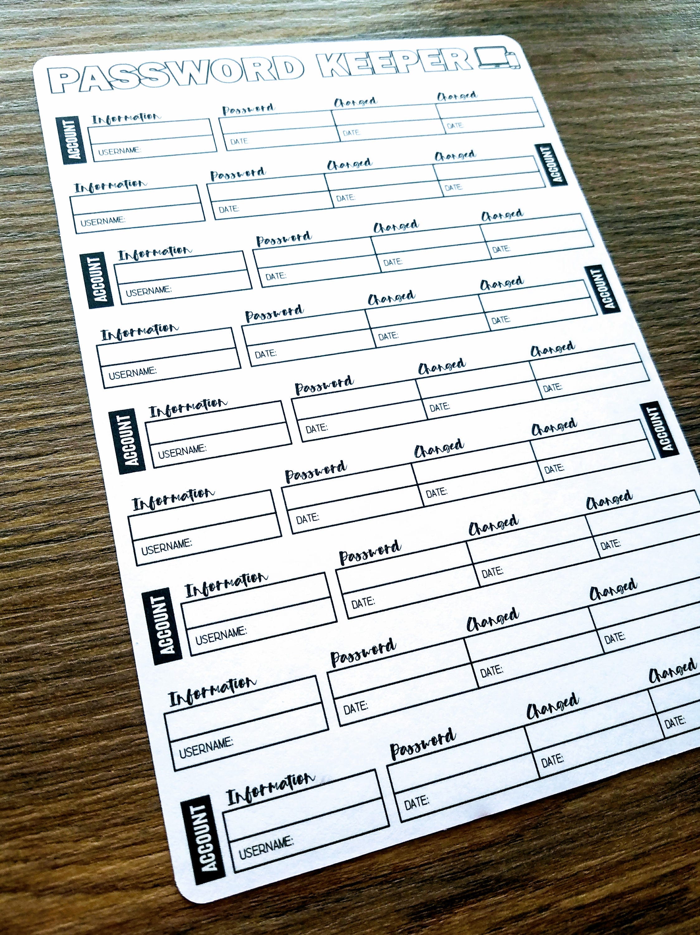 Digital Download - PASSWORD KEEPER - A5 - Bullet Journal - Digital ...
