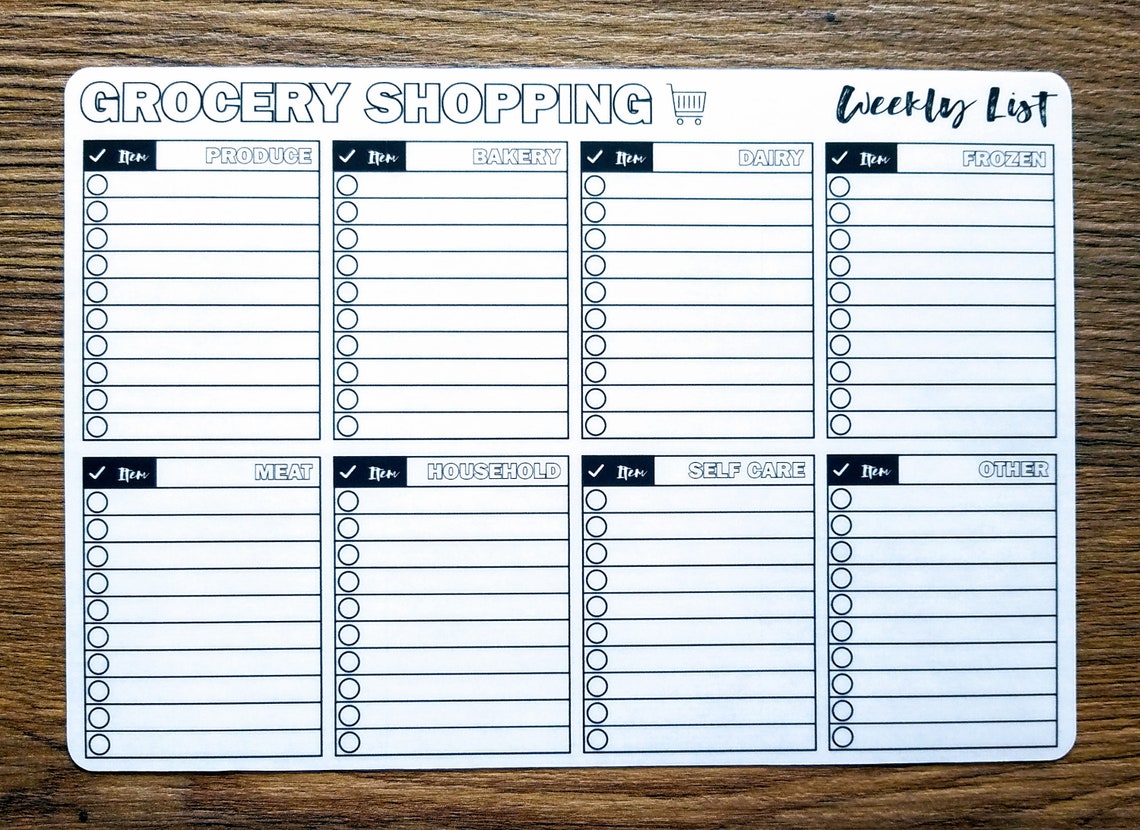 Digital Download GROCERY SHOPPING LIST A5 Bullet Journal | Etsy