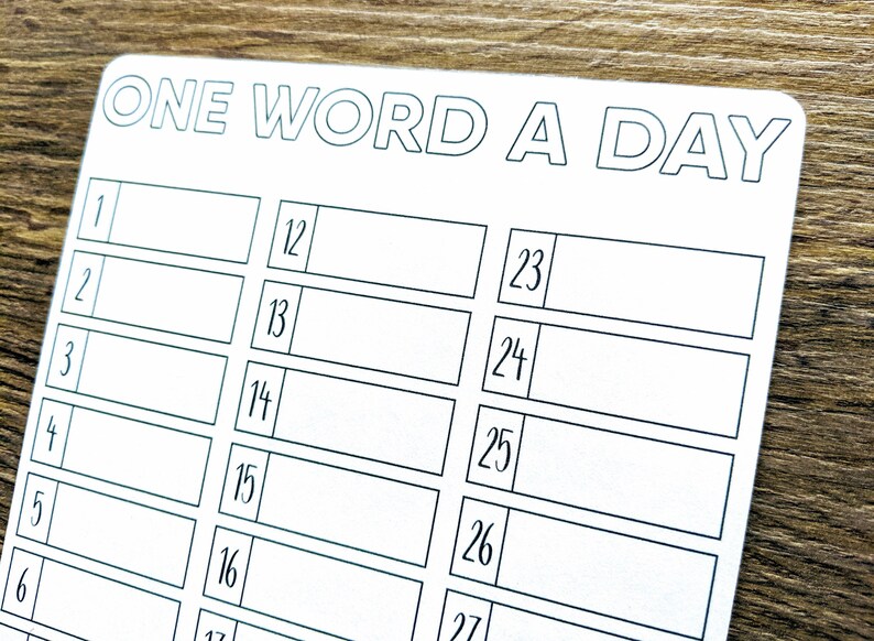 Digital Download - 31-day ONE WORD A DAY - A5 - Bullet Journal ...