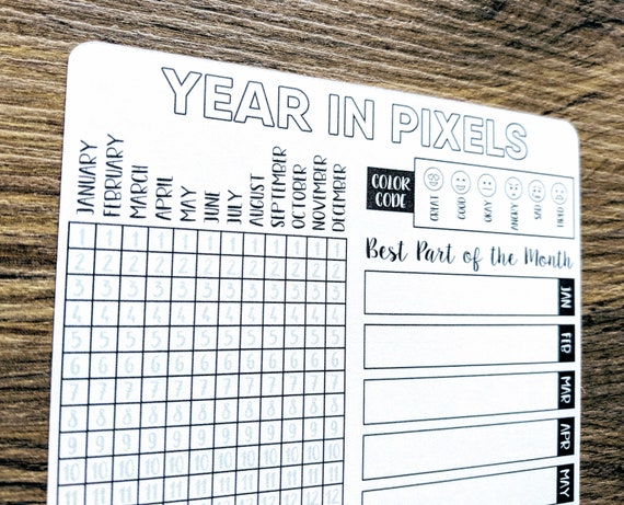 Sticker YEAR IN PIXELS A5 Bullet Journal Digital | Etsy