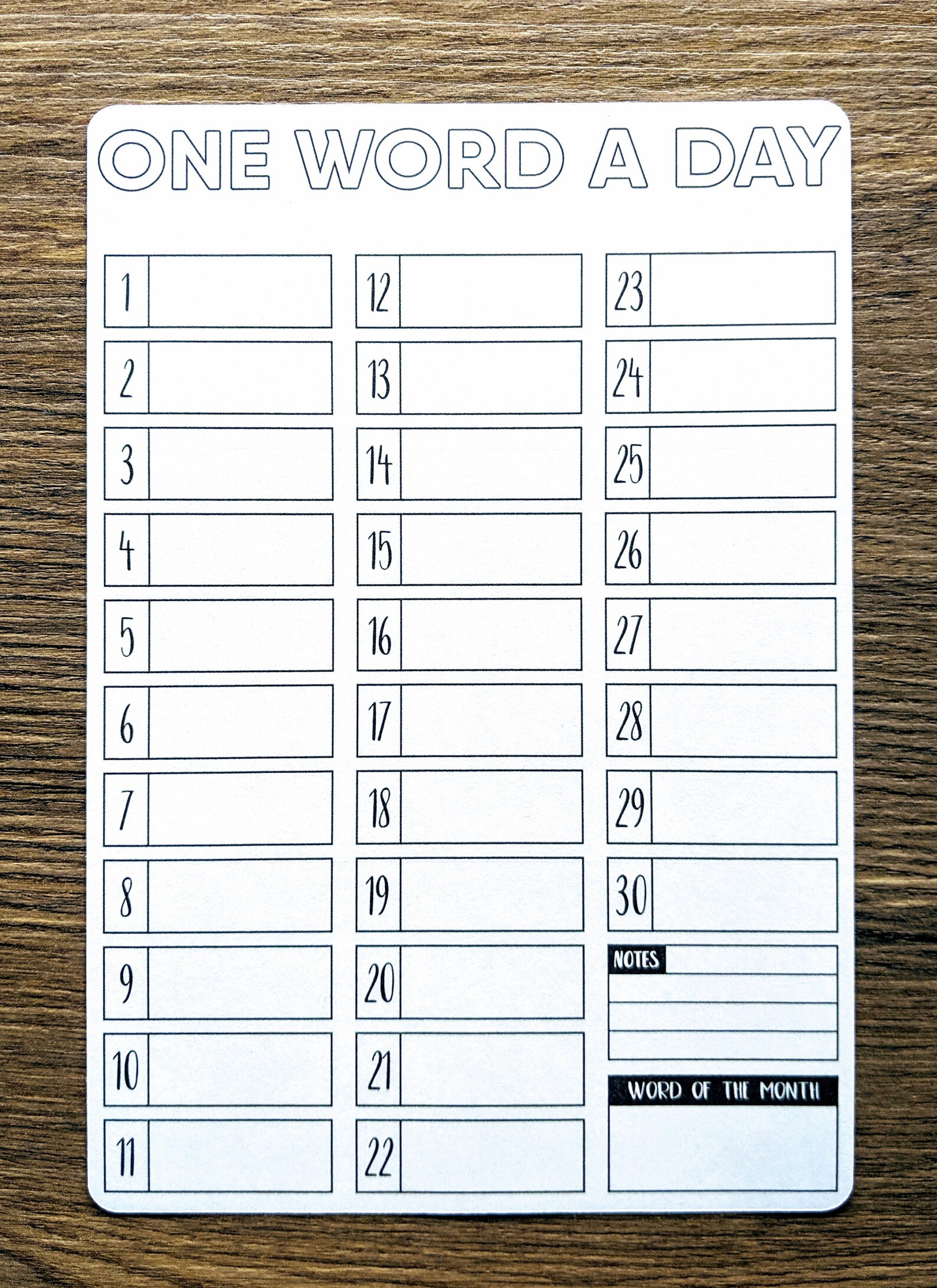 Digital Download - 30-day ONE WORD A DAY - A5 - Bullet Journal ...