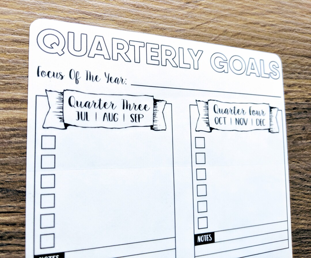 Sticker - ACADEMIC QUARTERLY GOALS - July Through June - A5 - Bullet ...