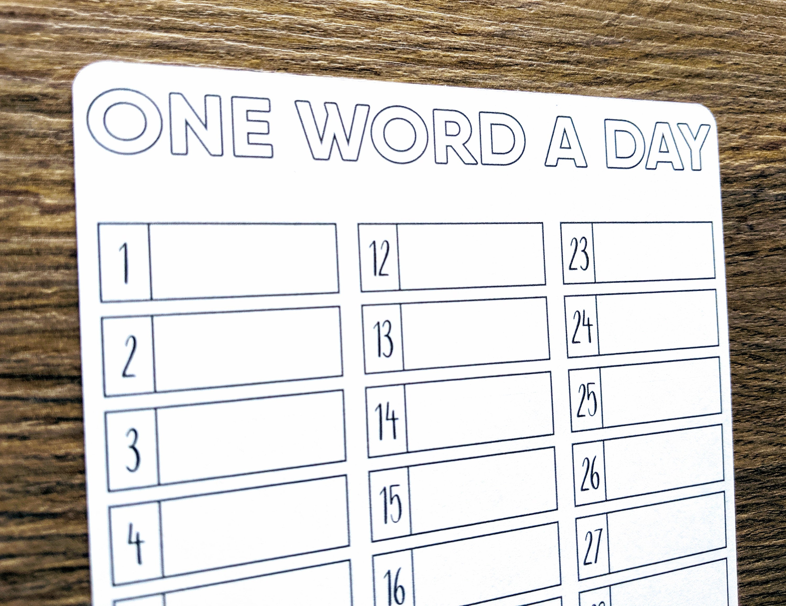 Digital Download - 30-day ONE WORD A DAY - A5 - Bullet Journal ...