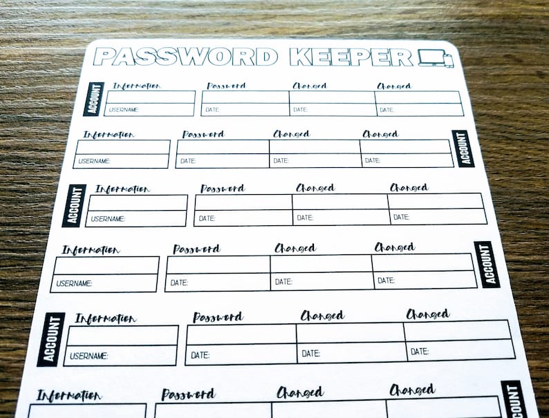 Digital Download - PASSWORD KEEPER - A5 - Bullet Journal - Digital ...
