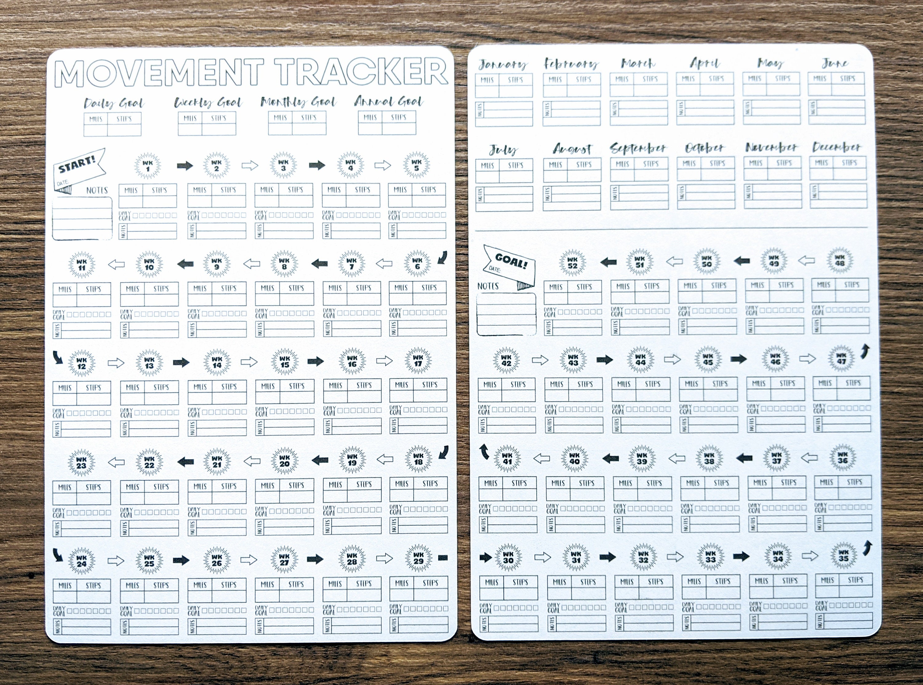 Digital Download Bundle ANNUAL MOVEMENT TRACKER Two Pages | Etsy