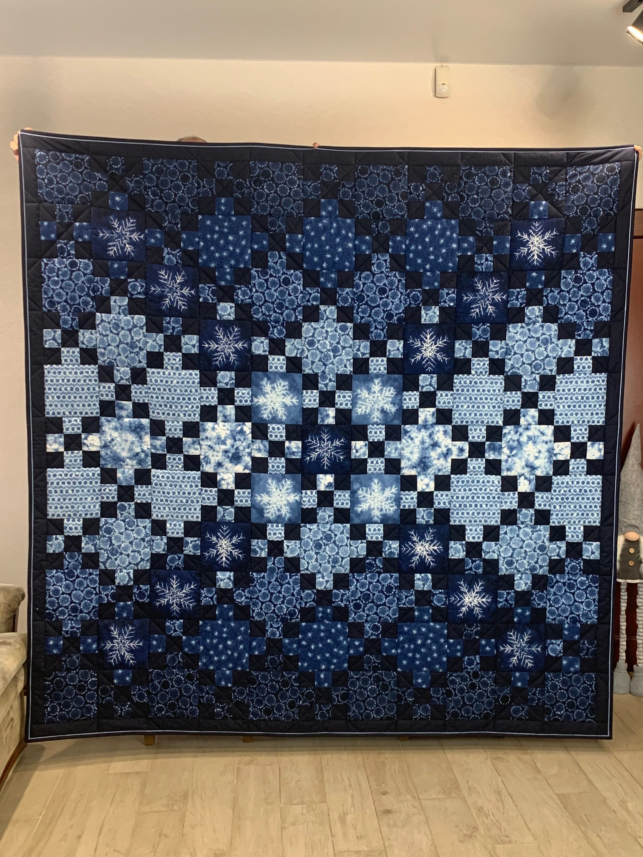 Blue Winter Quilt.modern Quilt Handmade Blanket Twin Size - Etsy