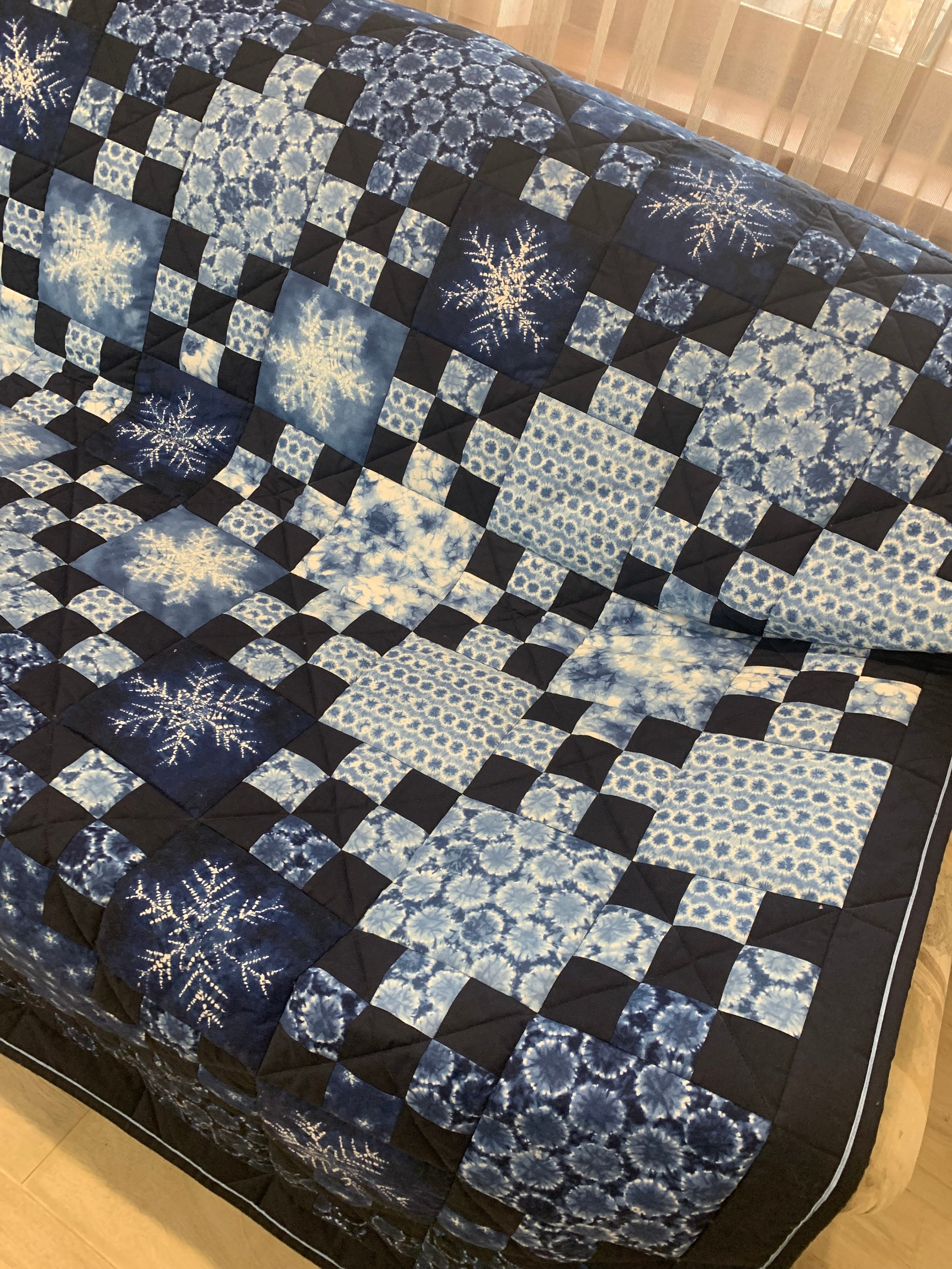 Blue Winter Quilt.modern Quilt Handmade Blanket Twin Size - Etsy