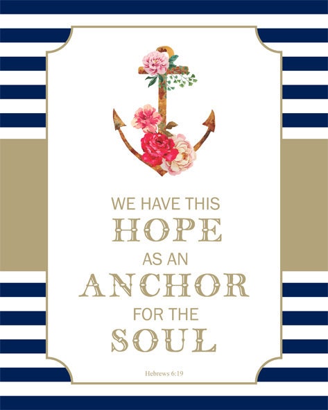 Nautical Wall Art Print, Bible Verse Quote With Anchor. Printable ...