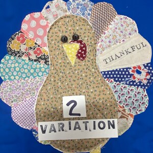 Blue Vintage Dresden Plate “thankful” Turkey Pillow - Etsy