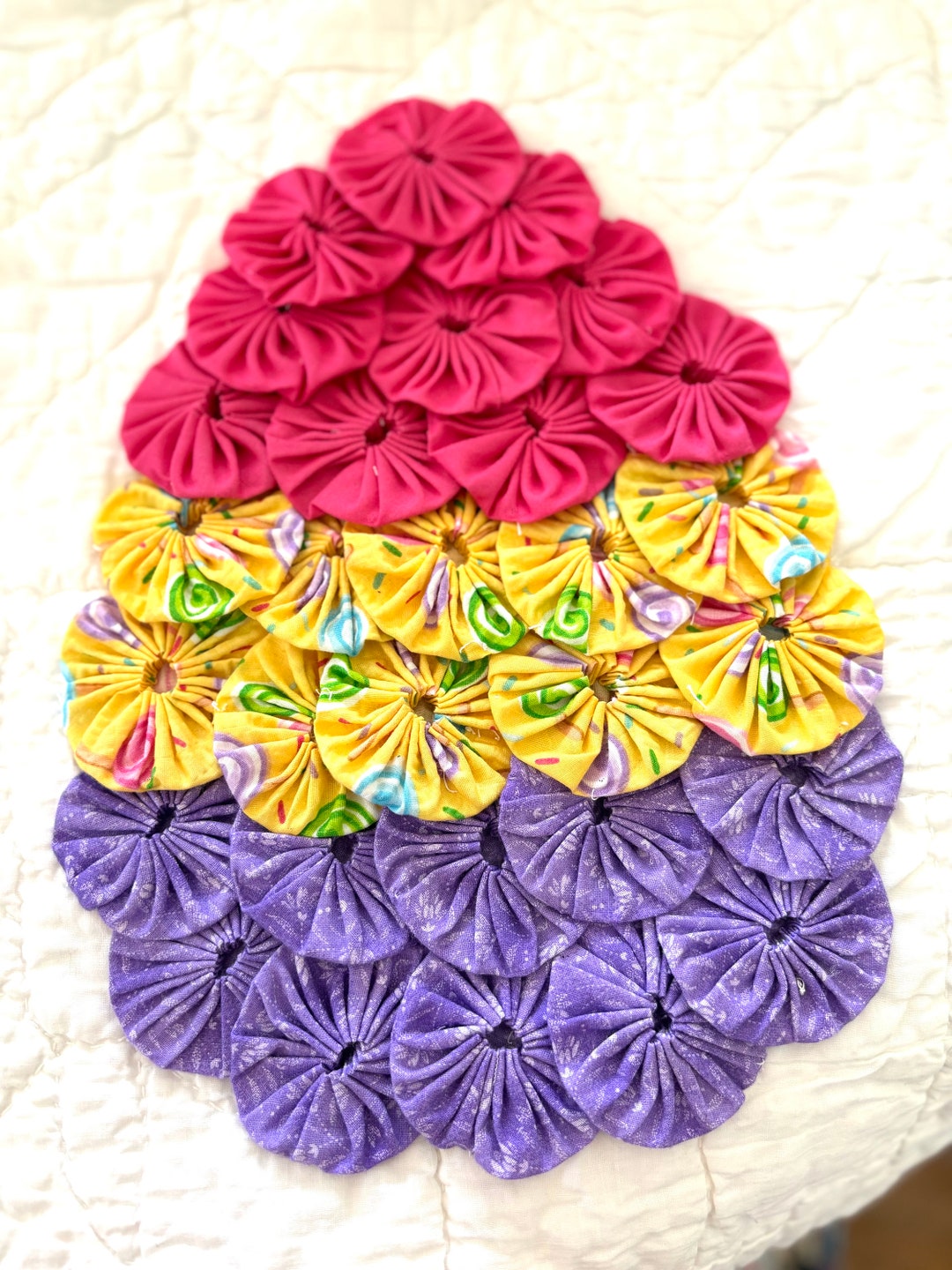 Handmade Spring Décor, Yo Yo Easter Egg Pillow, Yo-yo Pillow, Easter ...