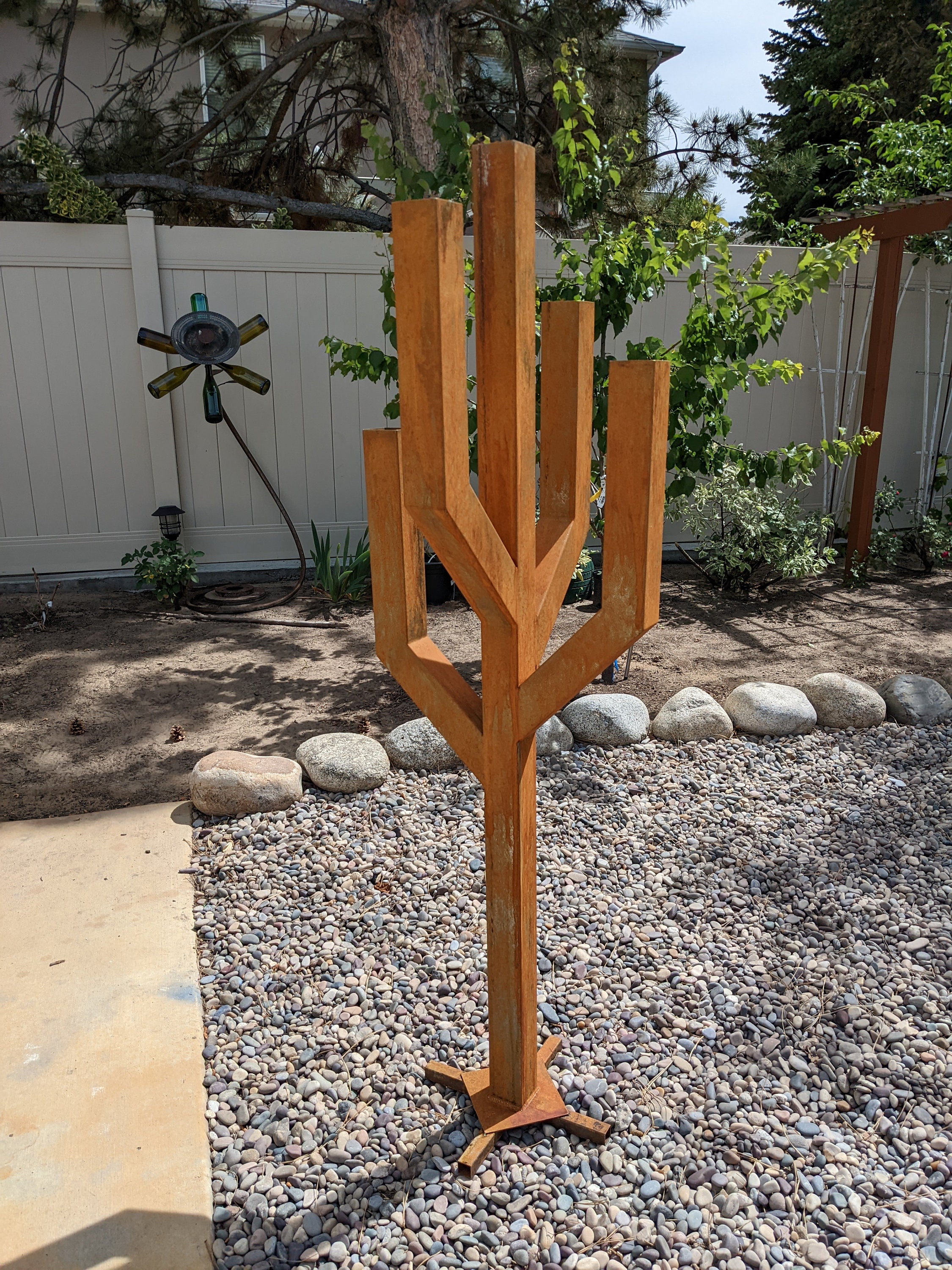Saguaro Cactus: Abstract Geometric Metal Sculpture. Yard Decor for ...
