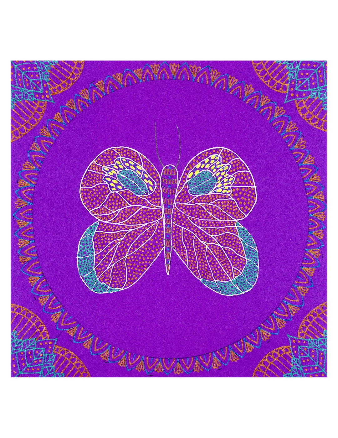 Purple Butterfly Art Print | Vibrant Geometric Butterfly Design ...