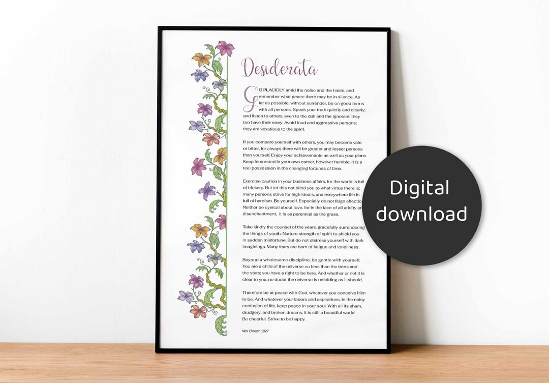 Desiderata Printable Poem, Desiderata Wall Art, Inspirtaional Wall Art ...