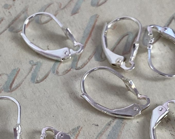 Sterling Silver Lever Back Ear Wires With Shield and Open Loop - Etsy