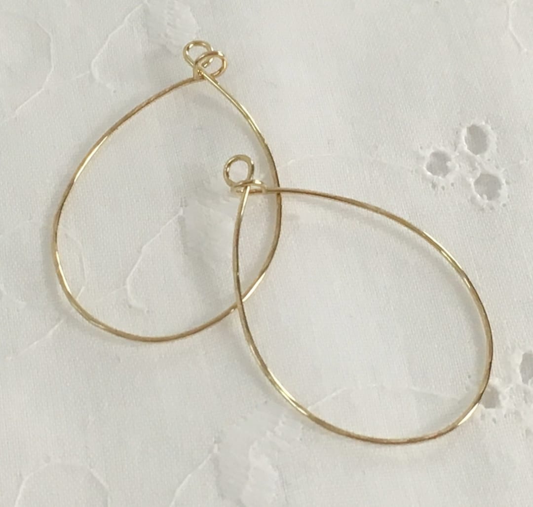 2 Pcs Large or Medium Gold Filled Teardrop Finding, Earring Finding or ...