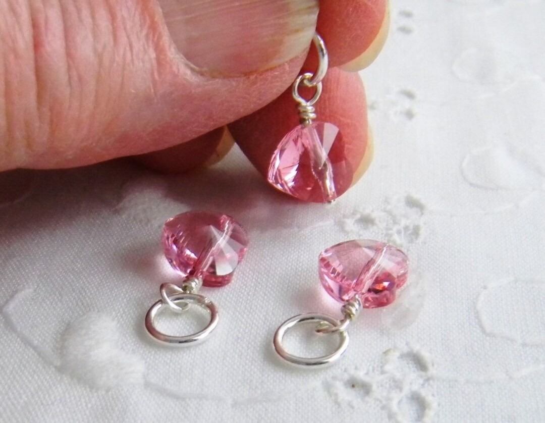 Pink Swarovski Crystal Heart Charm: Sterling Silver Dangle - Etsy