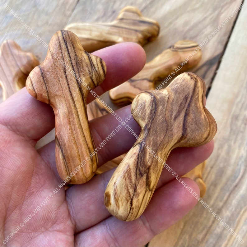 Olive Wood Necklace Cross Olive Wood Pocket Cross Comfort - Etsy