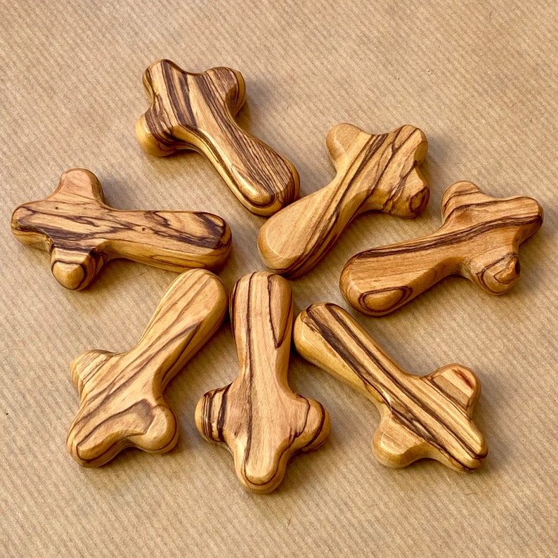 Small Olive Wood Comfort Crosses. 7 Comfort Crosses. Pocket Crosses ...