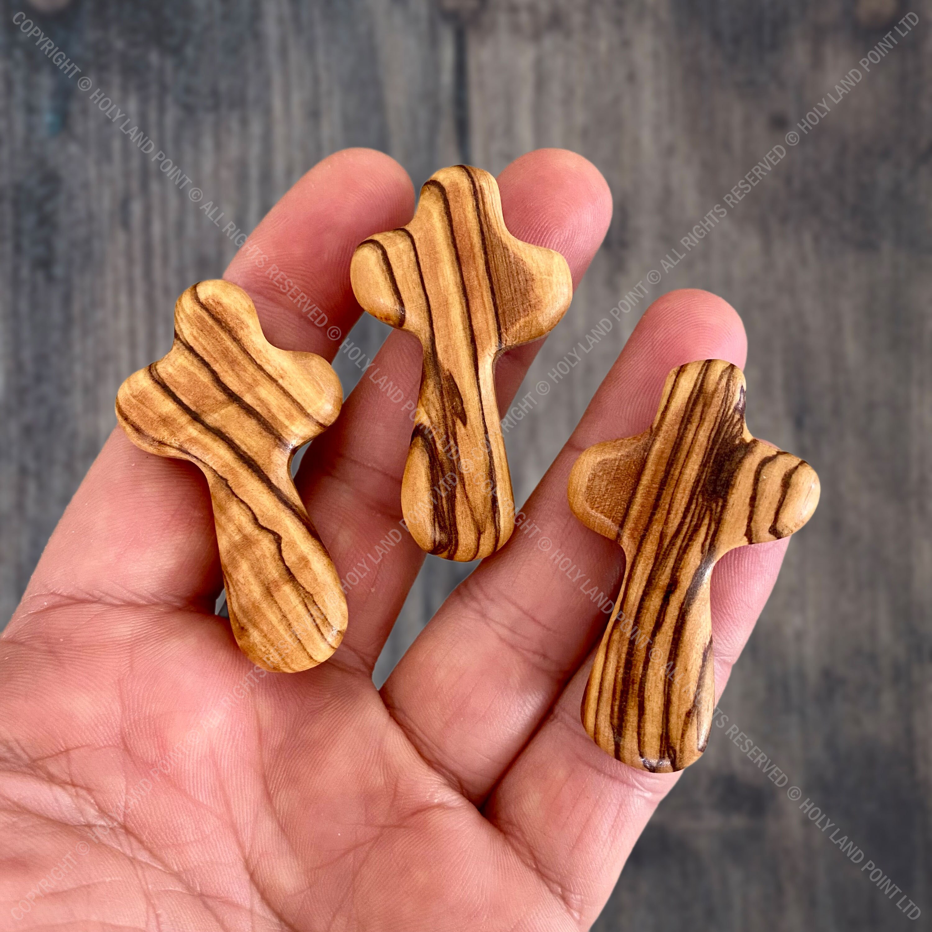 Olive Wood Necklace Crosses, Olive Wood Pocket Crosses, Small Olive ...
