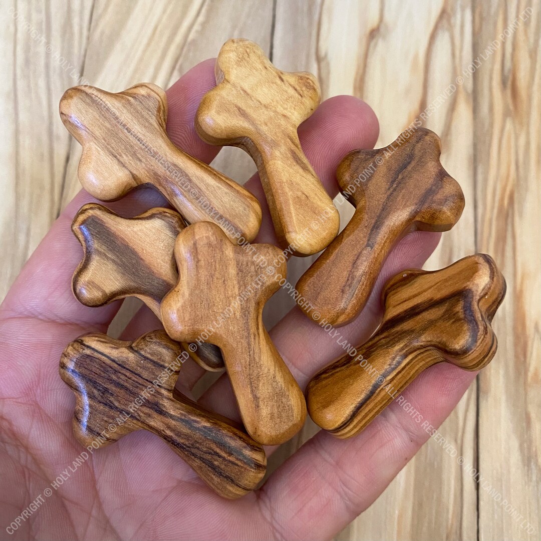 Small Olive Wood Pocket Crosses Comfort Crosses Holding - Etsy