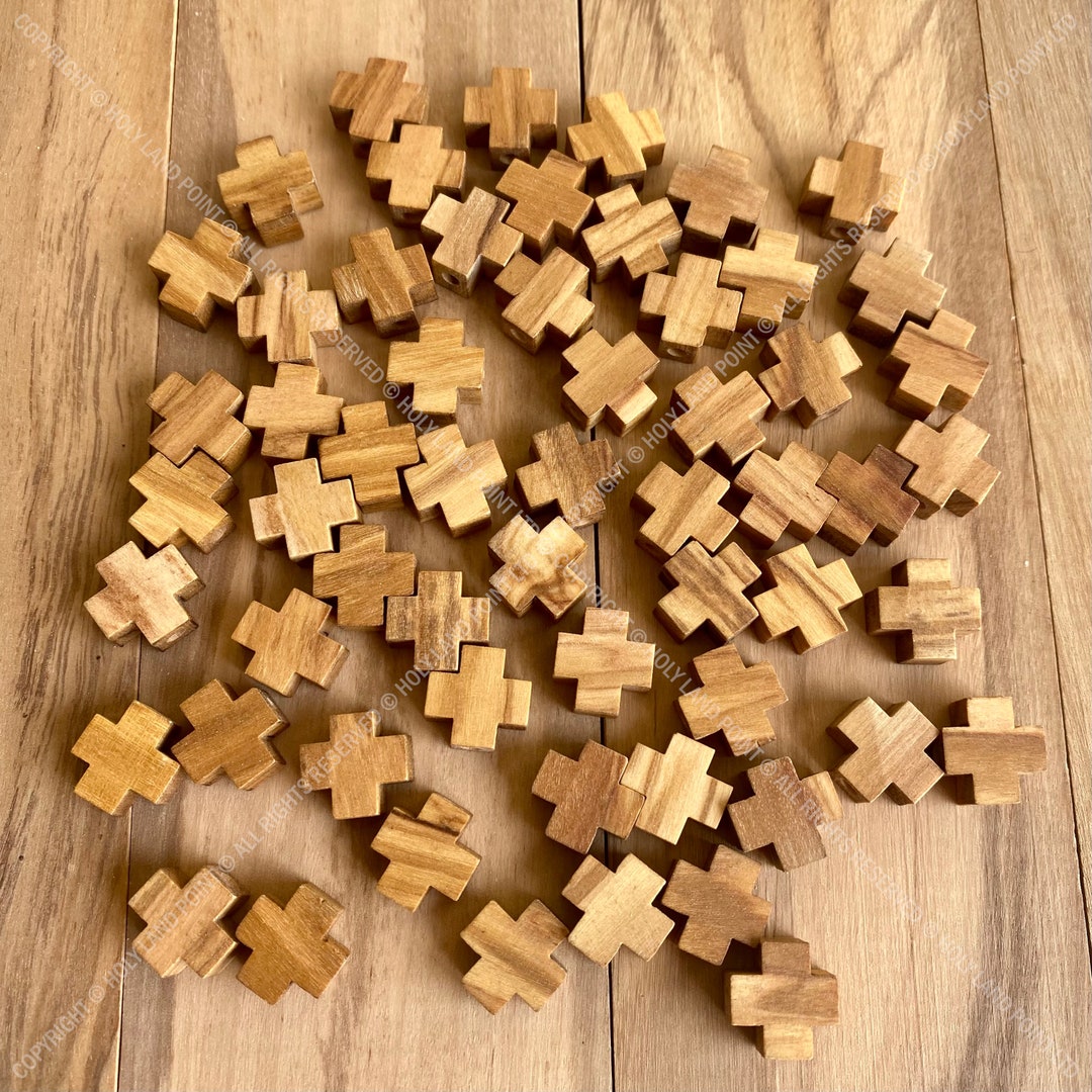 Cross Beads, Small Olive Wood Crosses With Vertical Hole, Olive Wood ...