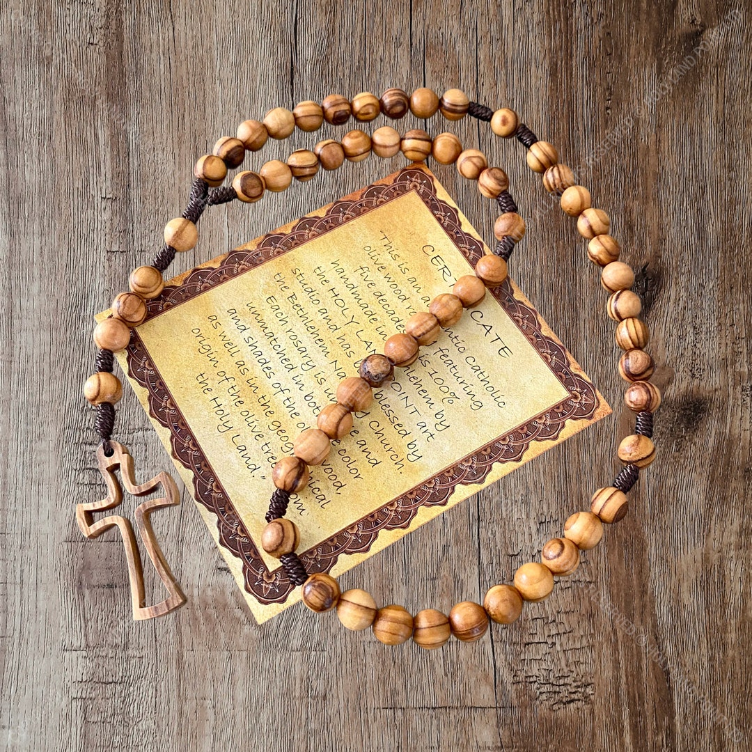 Olive Wood Rosary, Natural Wood Prayer Beads Rosary, Catholic Rosary ...
