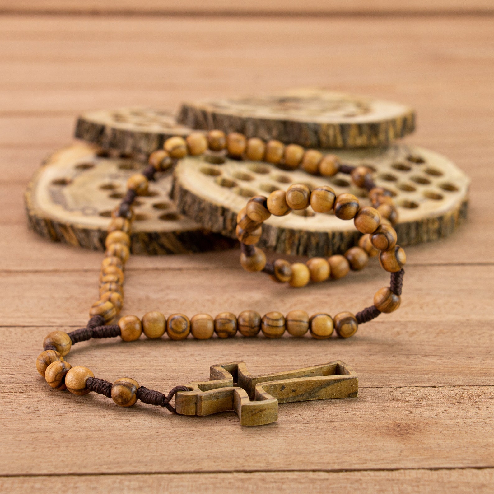 Catholic Olive Wood Rosary, Holy Land Rosary, Wooden Rosary, Five ...