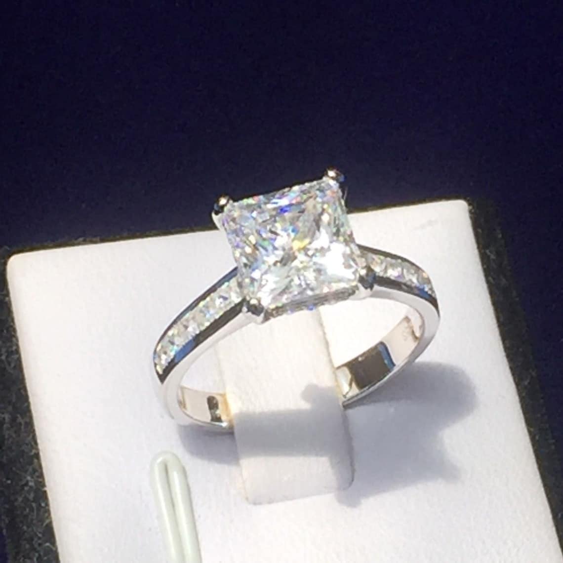 Engagement Ring: 3ct Princess Cut, Simulated Diamond Engagement Ring ...