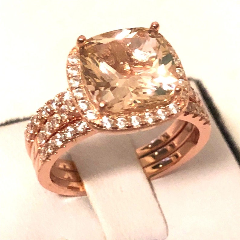 Morganite Engagement Ring: Morganite Ring Rose Gold Plated | Etsy