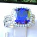 Tanzanite Ring Set: 3pcs, Bridal Set, Cushion, Lab Created Tanzanite ...