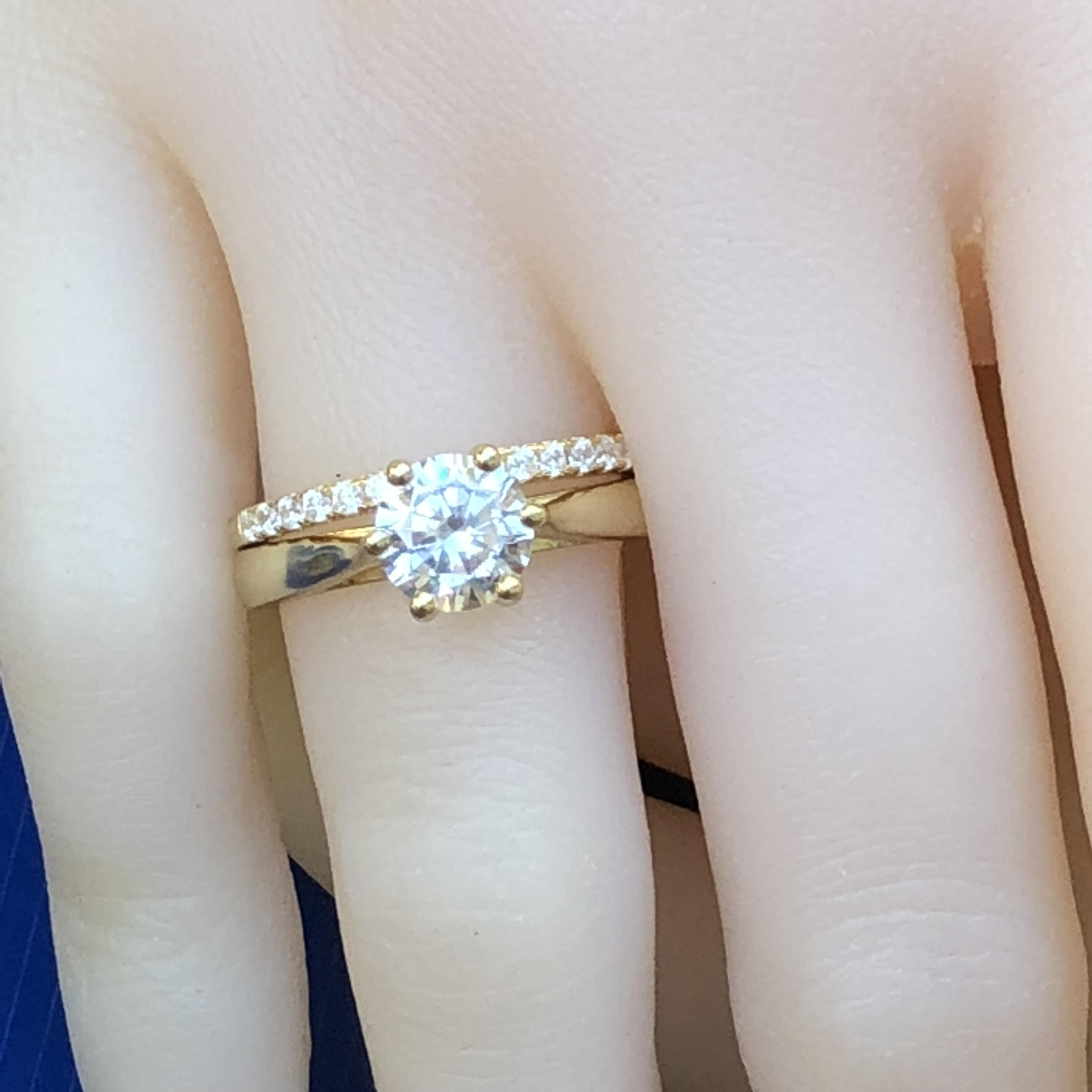 Engagement Ring: YG Gold Plated Ring Bridal Set Simulated | Etsy Australia