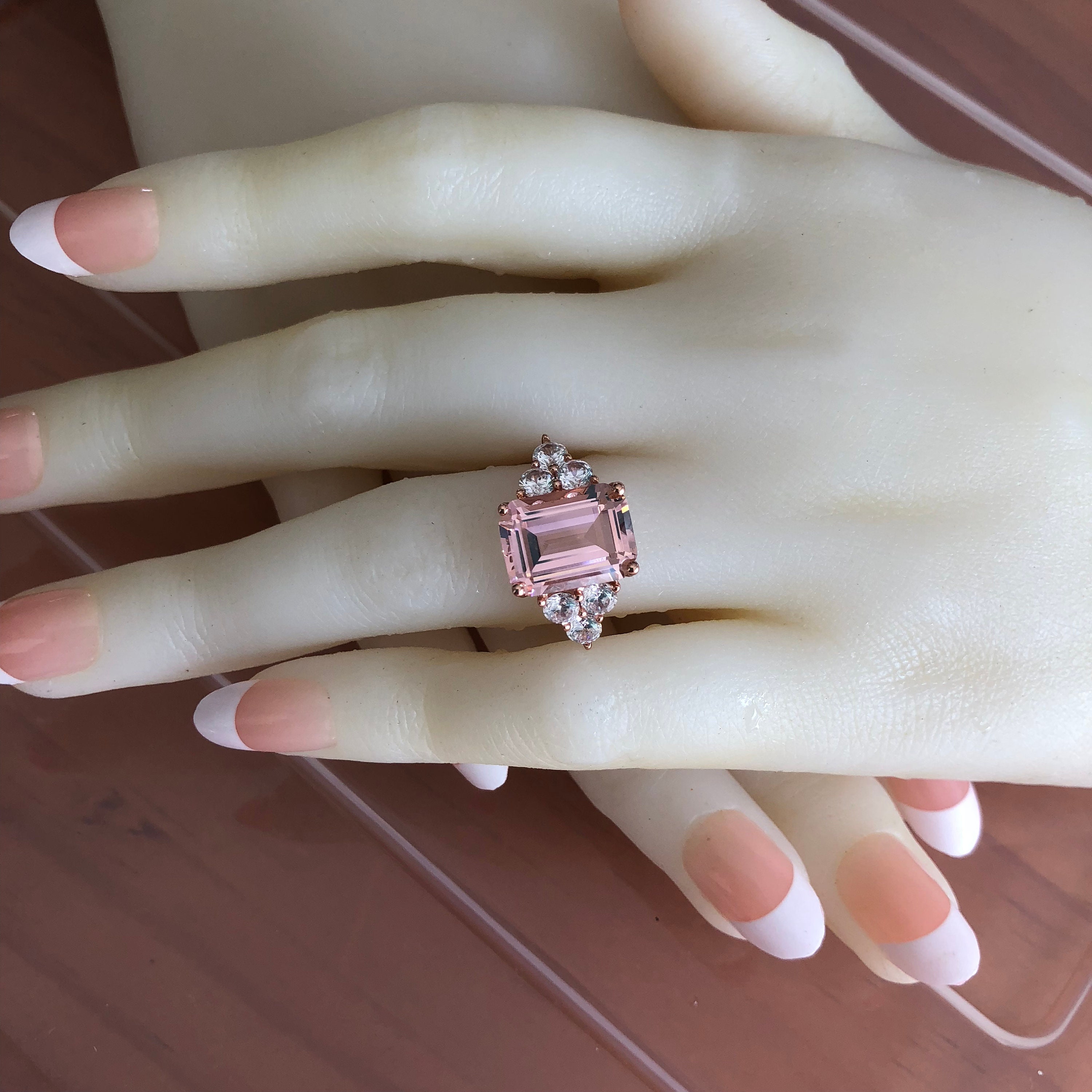 Morganite ring in rose gold plated engagement wedding ring | Etsy