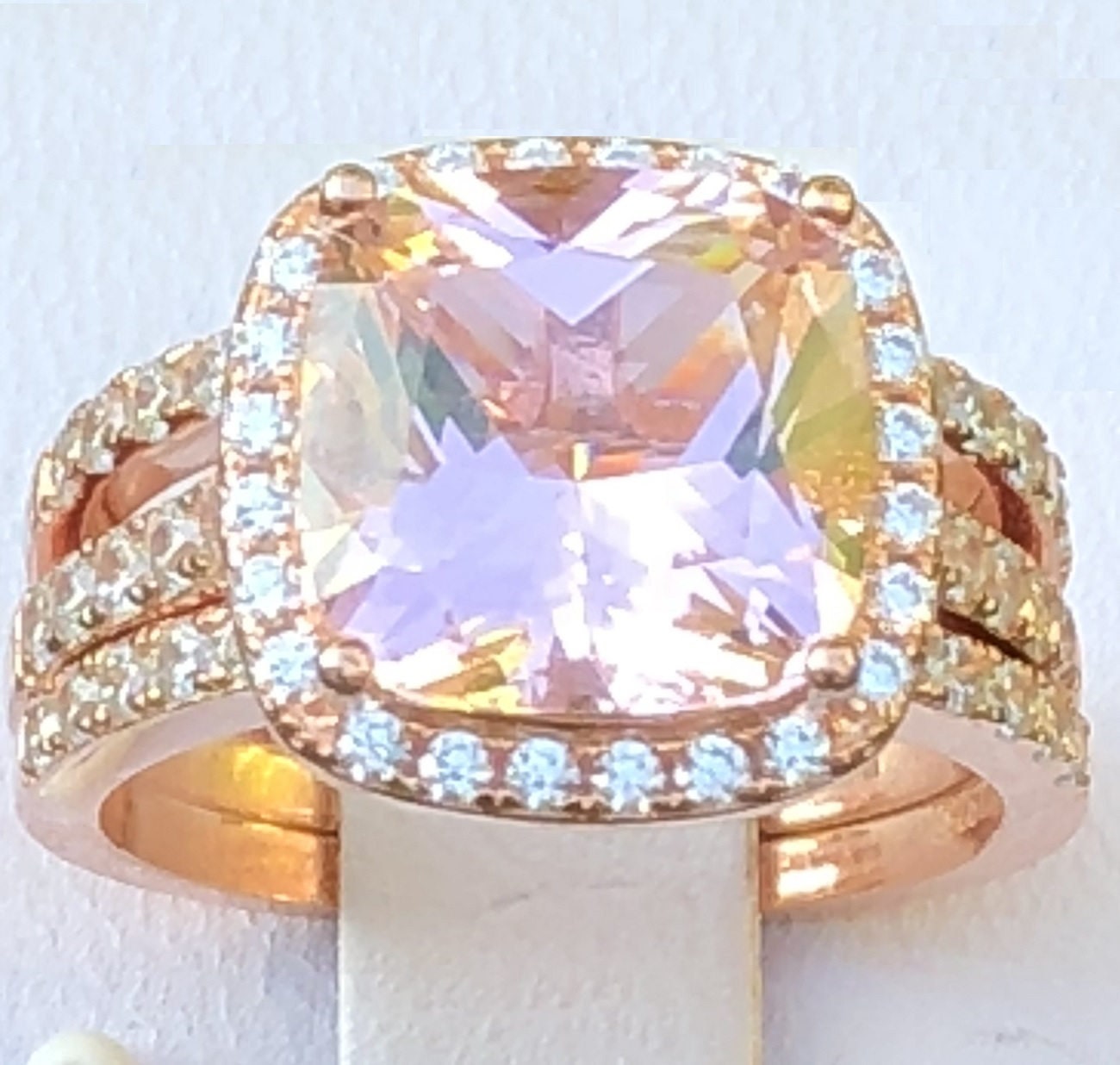 Morganite Engagement Ring: Morganite Ring Rose Gold Plated | Etsy