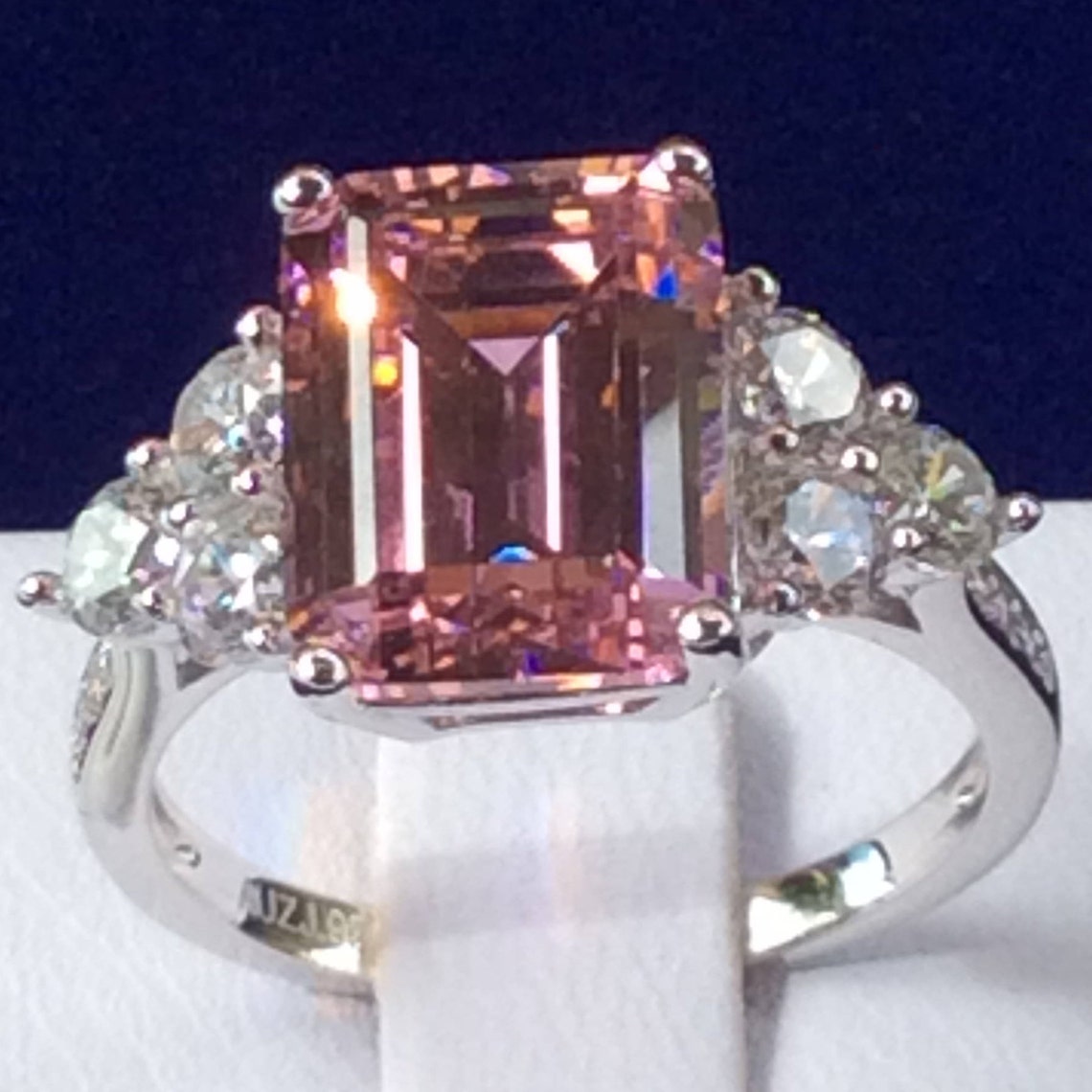 Pink Diamond: Engagement Ring Ring 925 Emerald Cut Simulated - Etsy
