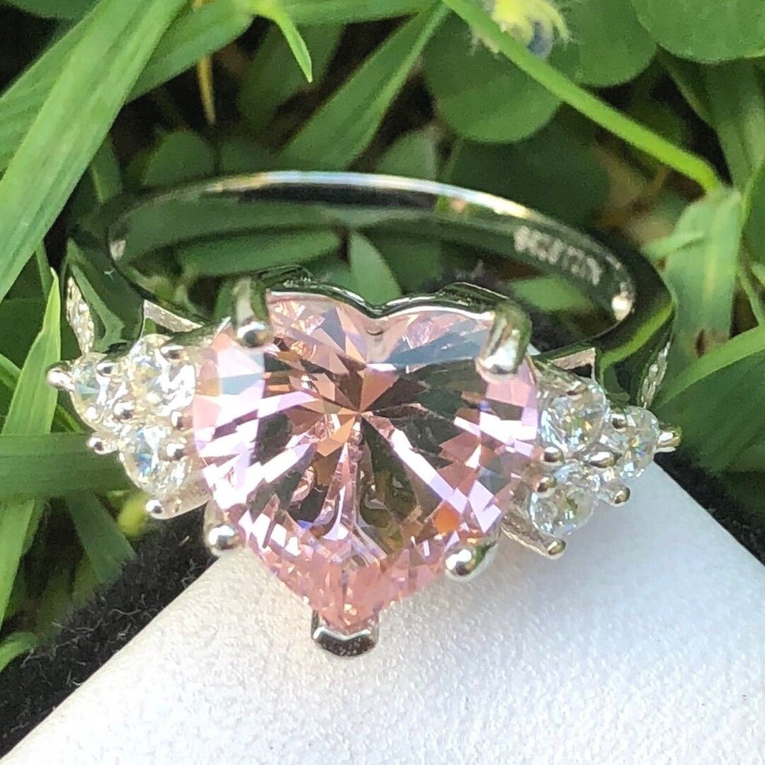 Morganite Ring: Morganite Engagement Ring, Heart Cut Created Morganite ...