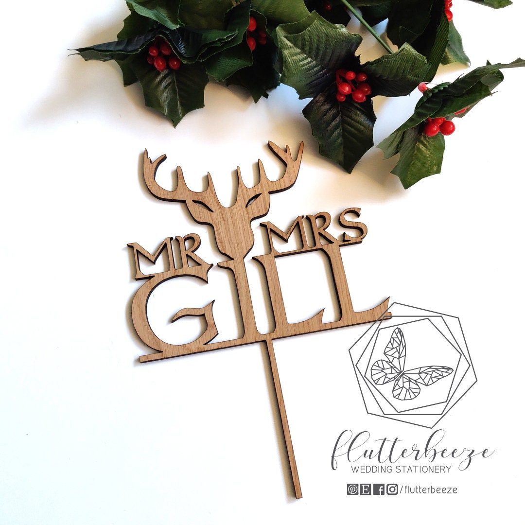 Wooden Stag Cake Topper, Wedding Cake Topper - Etsy