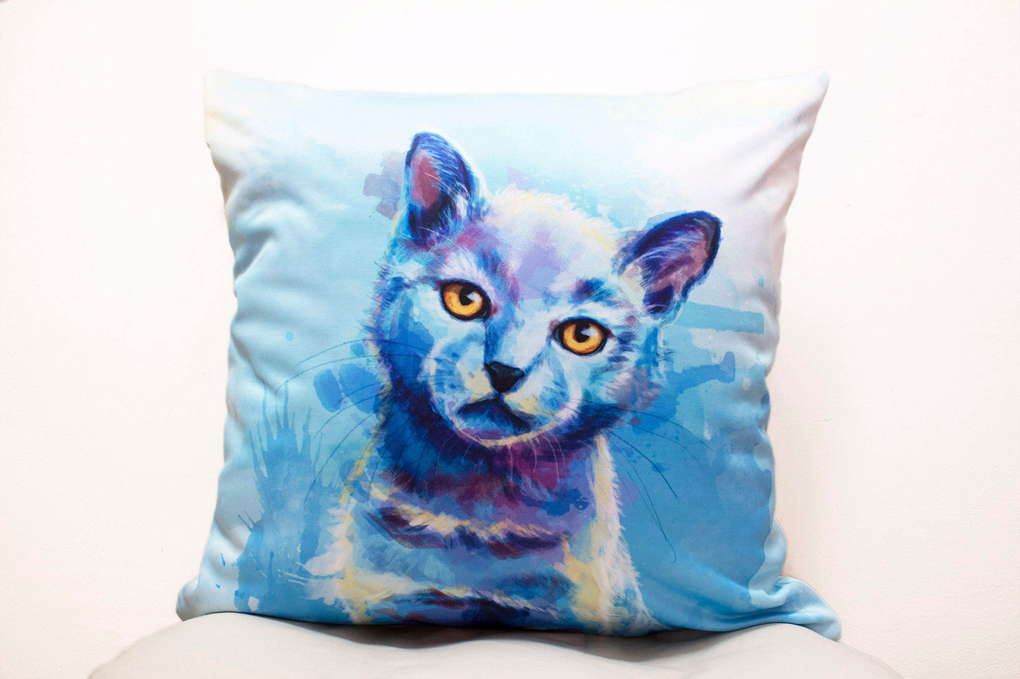 Cat Throw Pillow Cover 18x18, Cat Pillow Case, Animal Cushion, Animal ...