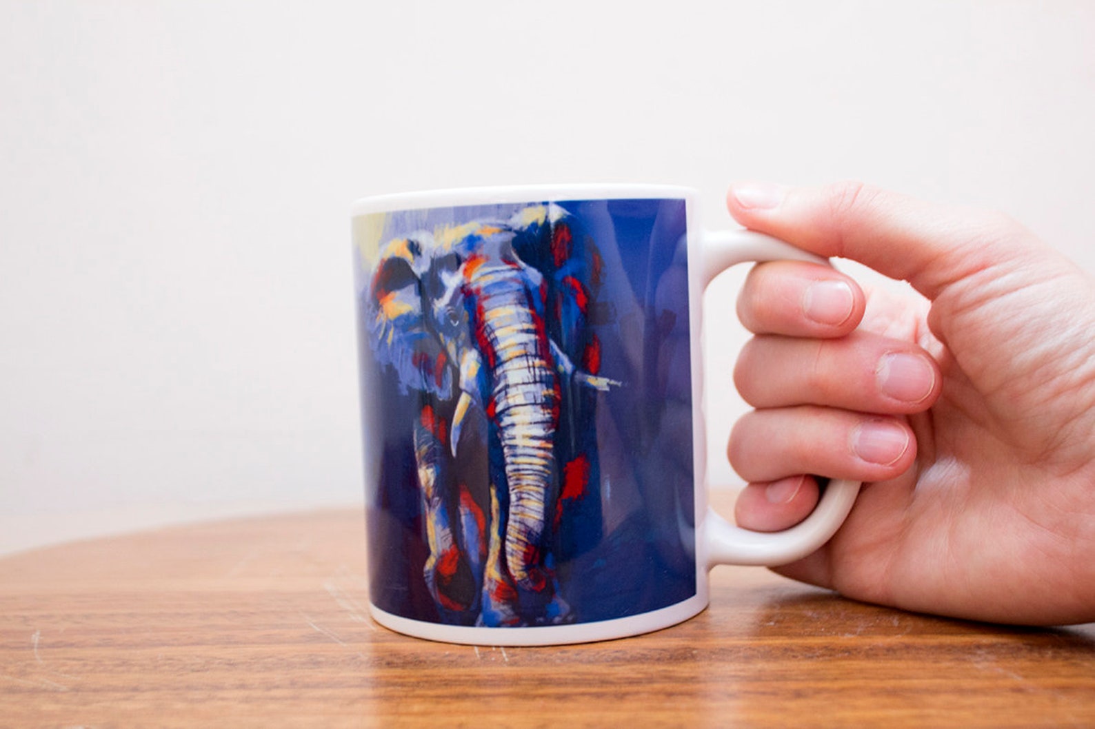 Elephant Coffee Mug Blue, Animal Ceramic Mug 11oz, Elephant Lover Gift ...