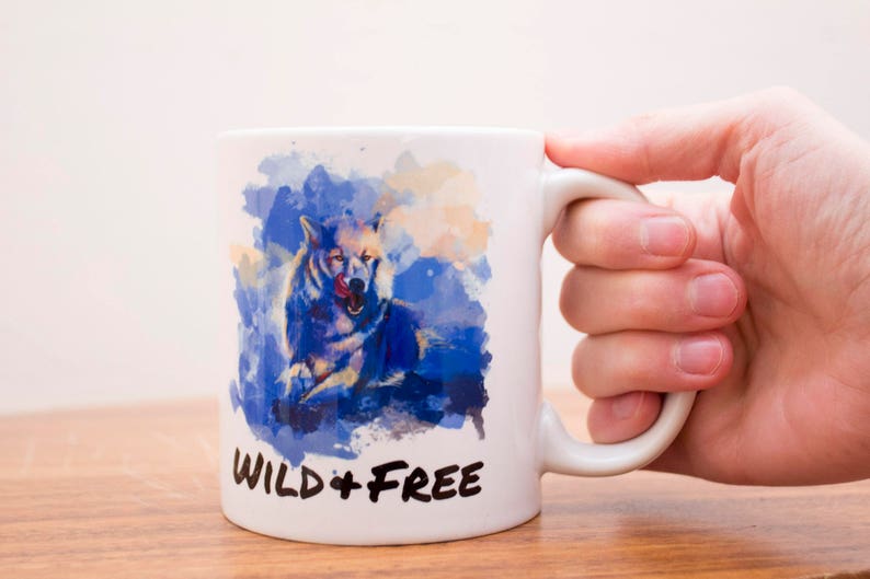 Lobo taza de café taza animal salvaje y gratis taza de cita | Etsy