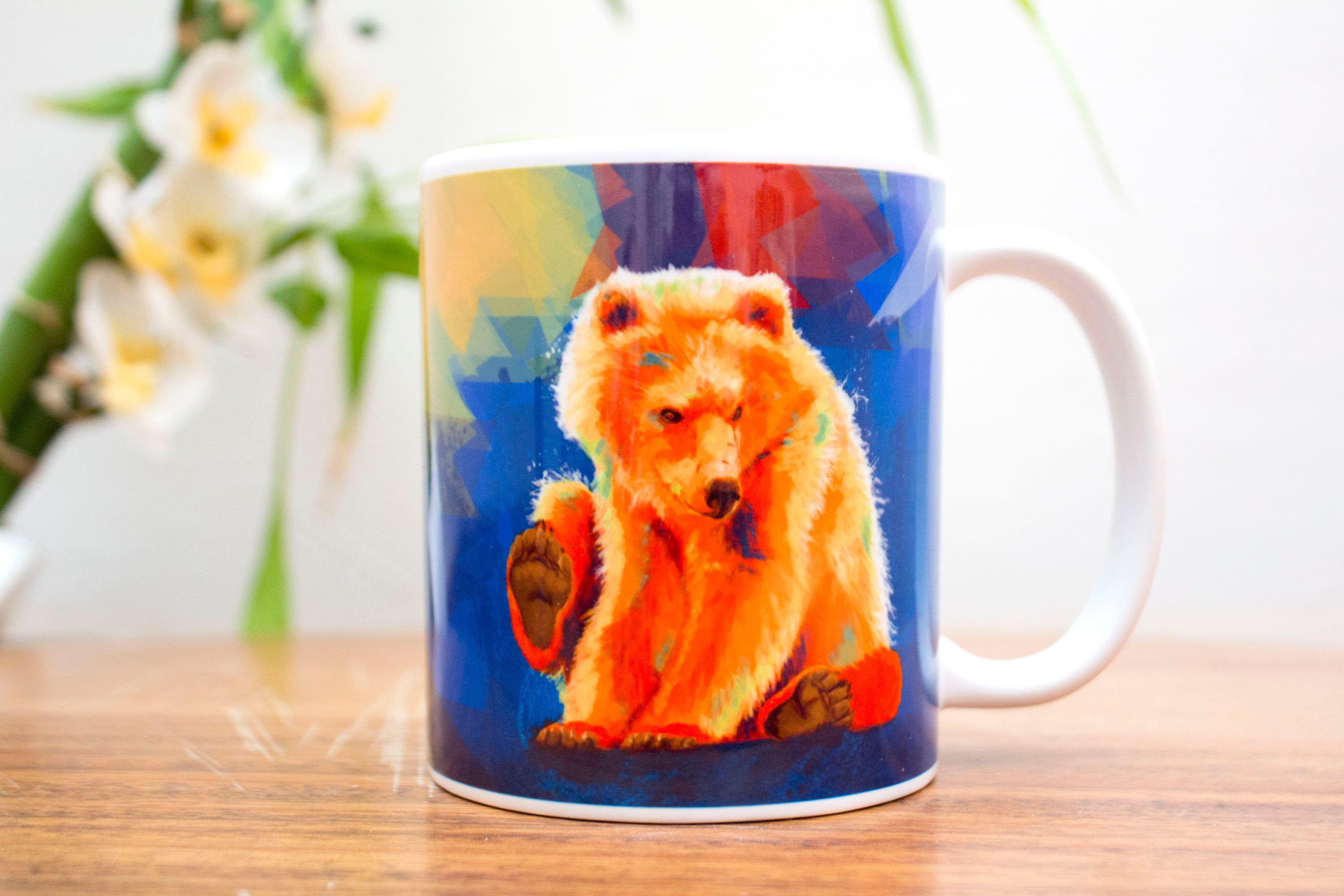 Bear Mug Woodland Animal Mug Colorful Ceramic Coffee Mug - Etsy