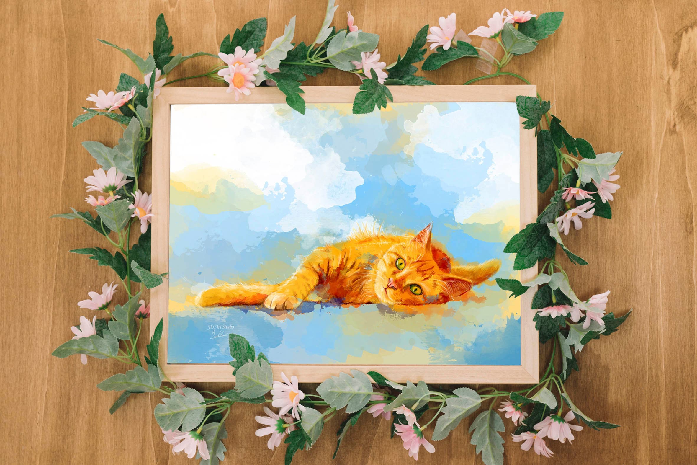 Orange Tabby Cat Art Print, Animal Wall Art Cat Poster Abstract ...