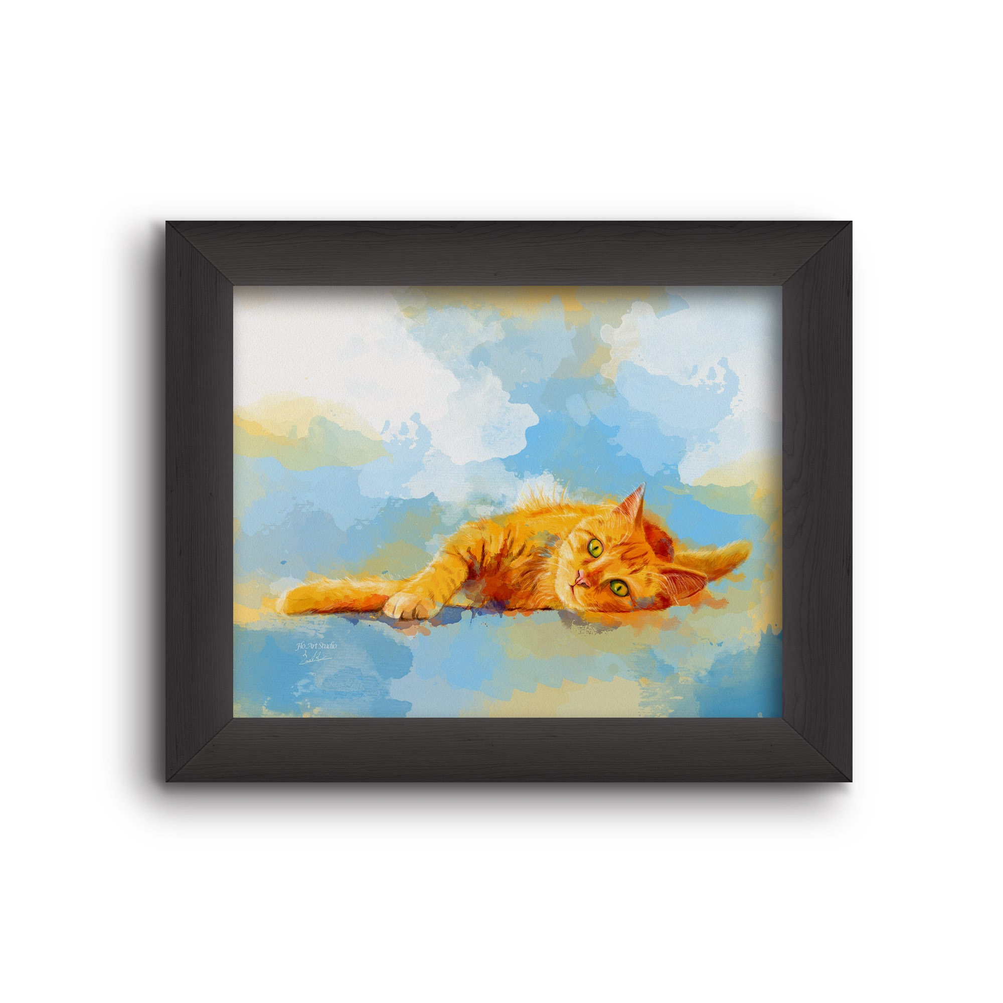 Orange Tabby Cat Art Print, Animal Wall Art Cat Poster Abstract ...