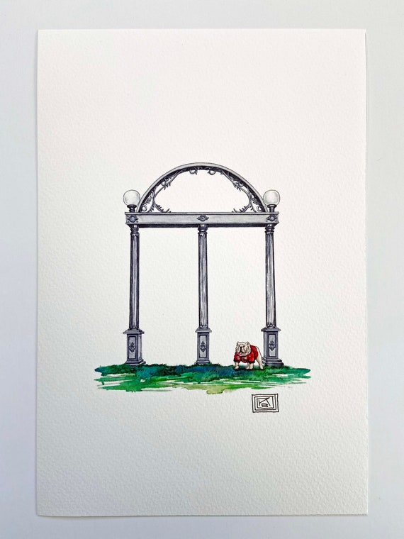 University of Georgia Arch with UGA watercolor archival print | Etsy