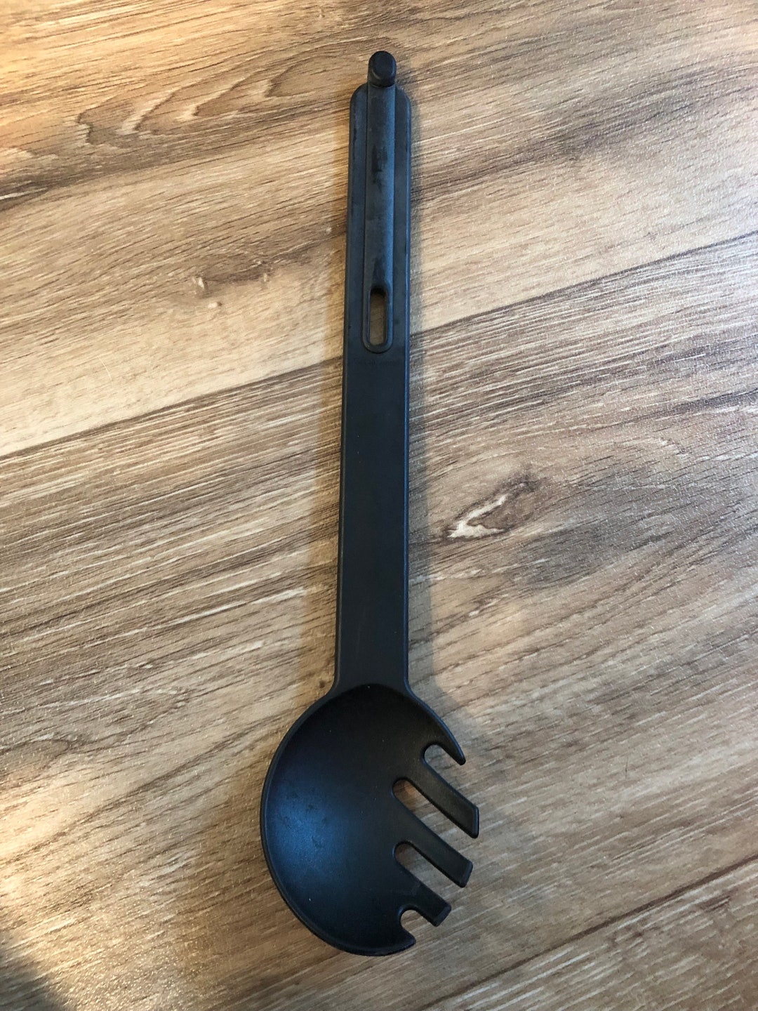 Tupperware Vintage Slotted Serving Spoon Black Handy Cooking Kitchen ...